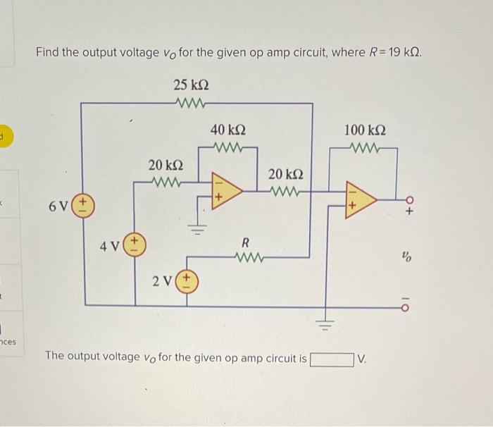 Solved Find the output voltage vO for the given op amp | Chegg.com