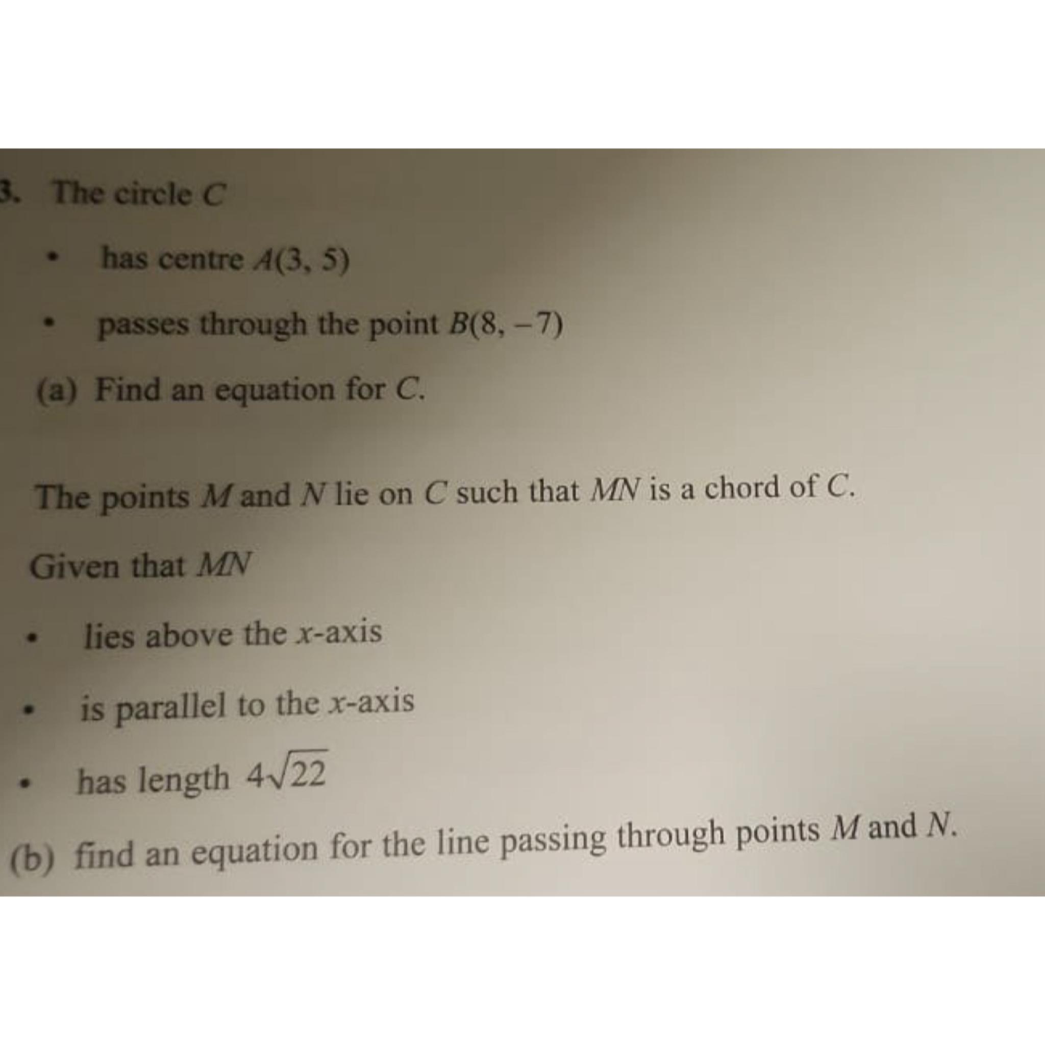 Solved The circle Chas centre A(3,5)passes through the point | Chegg.com