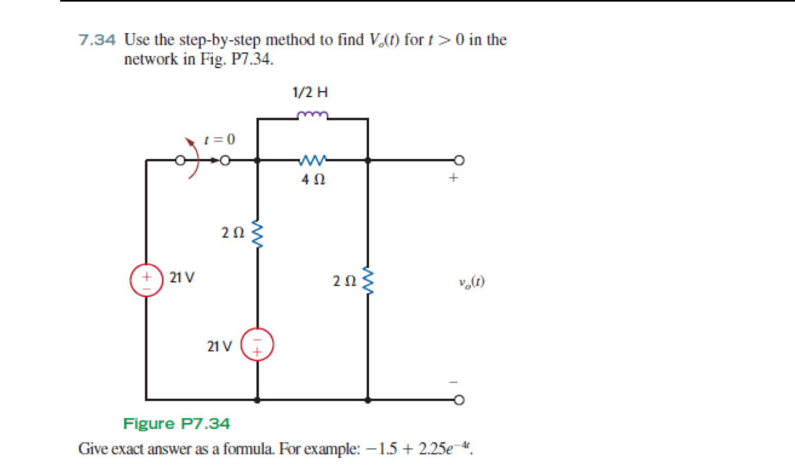 Solved 7.34 ﻿Use the step-by-step method to find Vo(t) ﻿for | Chegg.com