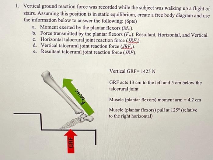 1. Vertical ground reaction force was recorded while | Chegg.com