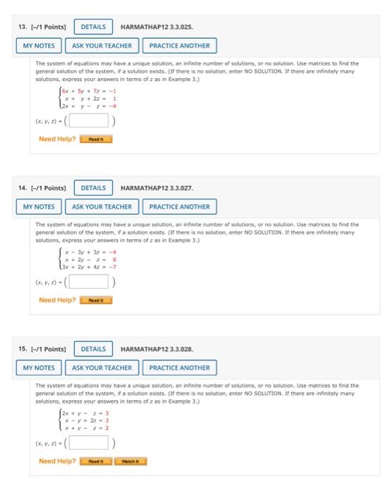 Solved The system of equations may have a unique solution, | Chegg.com