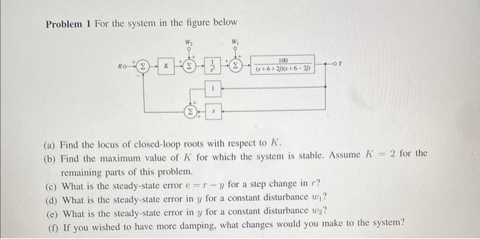 Solved Problem 1 For the system in the figure below (a) Find | Chegg.com