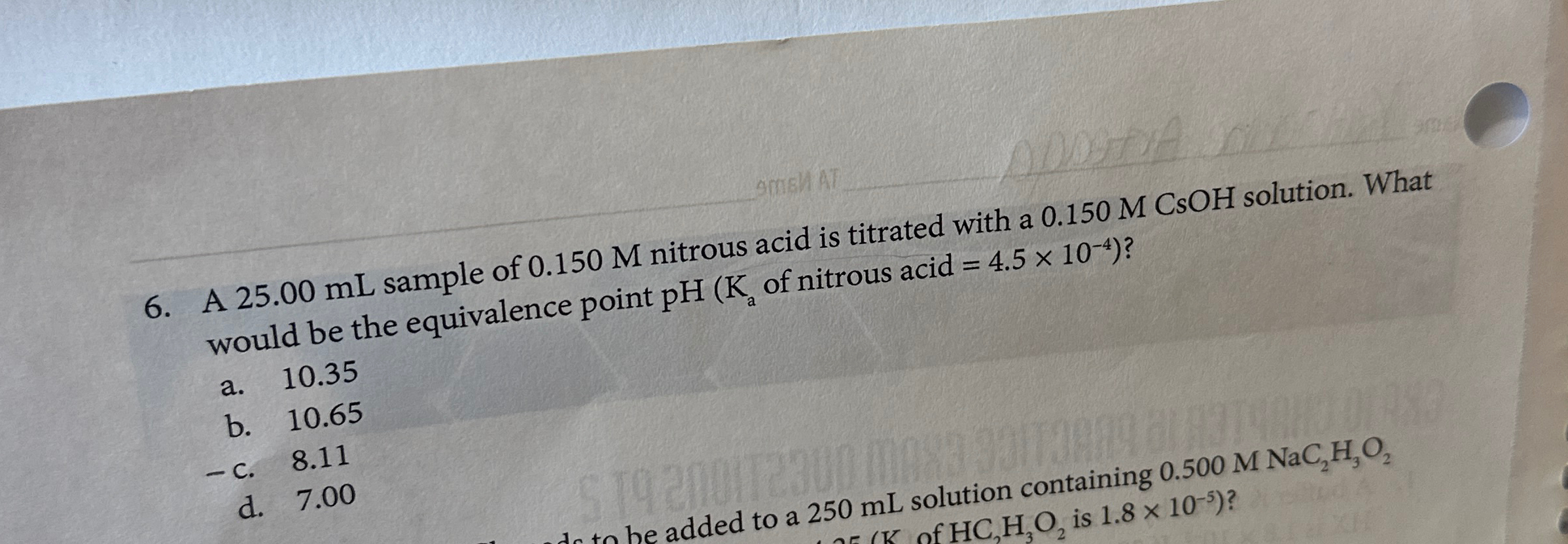 Solved A 25.00 ﻿mL sample of 0.150 ﻿M nitrous acid is | Chegg.com