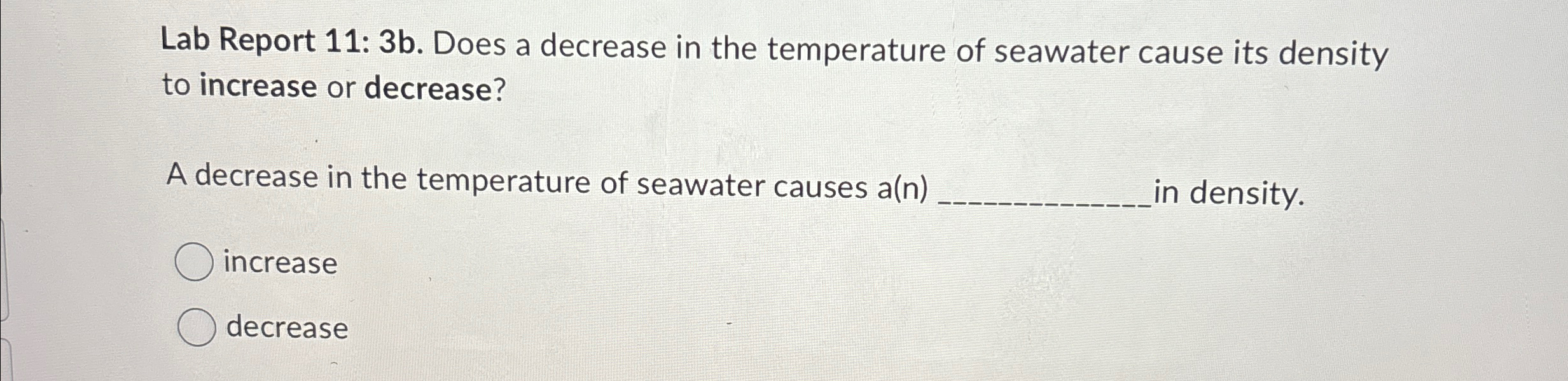Solved Lab Report 11: 3b. ﻿Does a decrease in the | Chegg.com