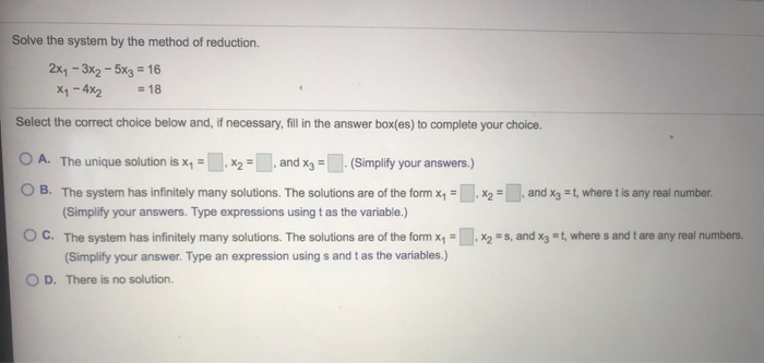 Solved Solve the system by the method of reduction 2x4 - 3x2 | Chegg.com