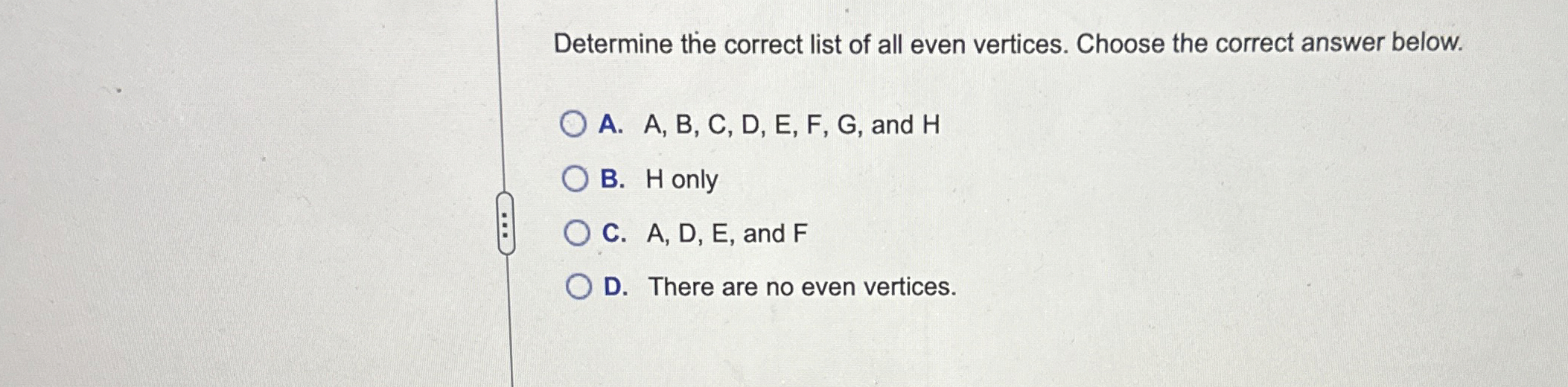 Solved Determine the correct list of all even vertices. | Chegg.com