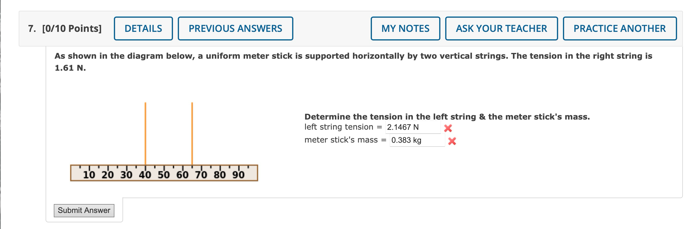 Solved As shown in the diagram below, a uniform meter stick | Chegg.com