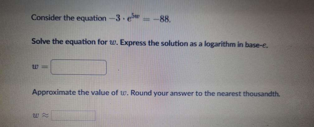 Solved Consider the equation –3 .eu = -88. Solve the | Chegg.com