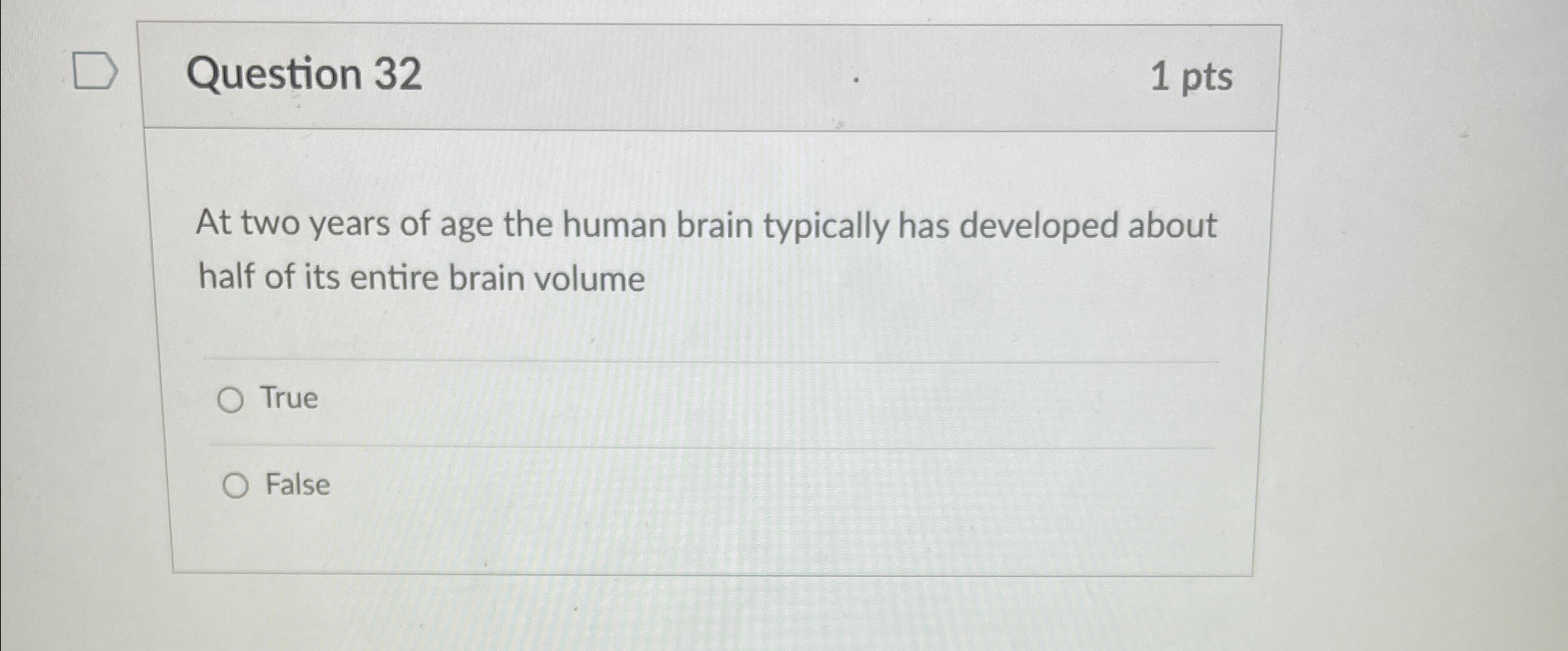 Solved Question 321 ﻿ptsAt two years of age the human brain | Chegg.com