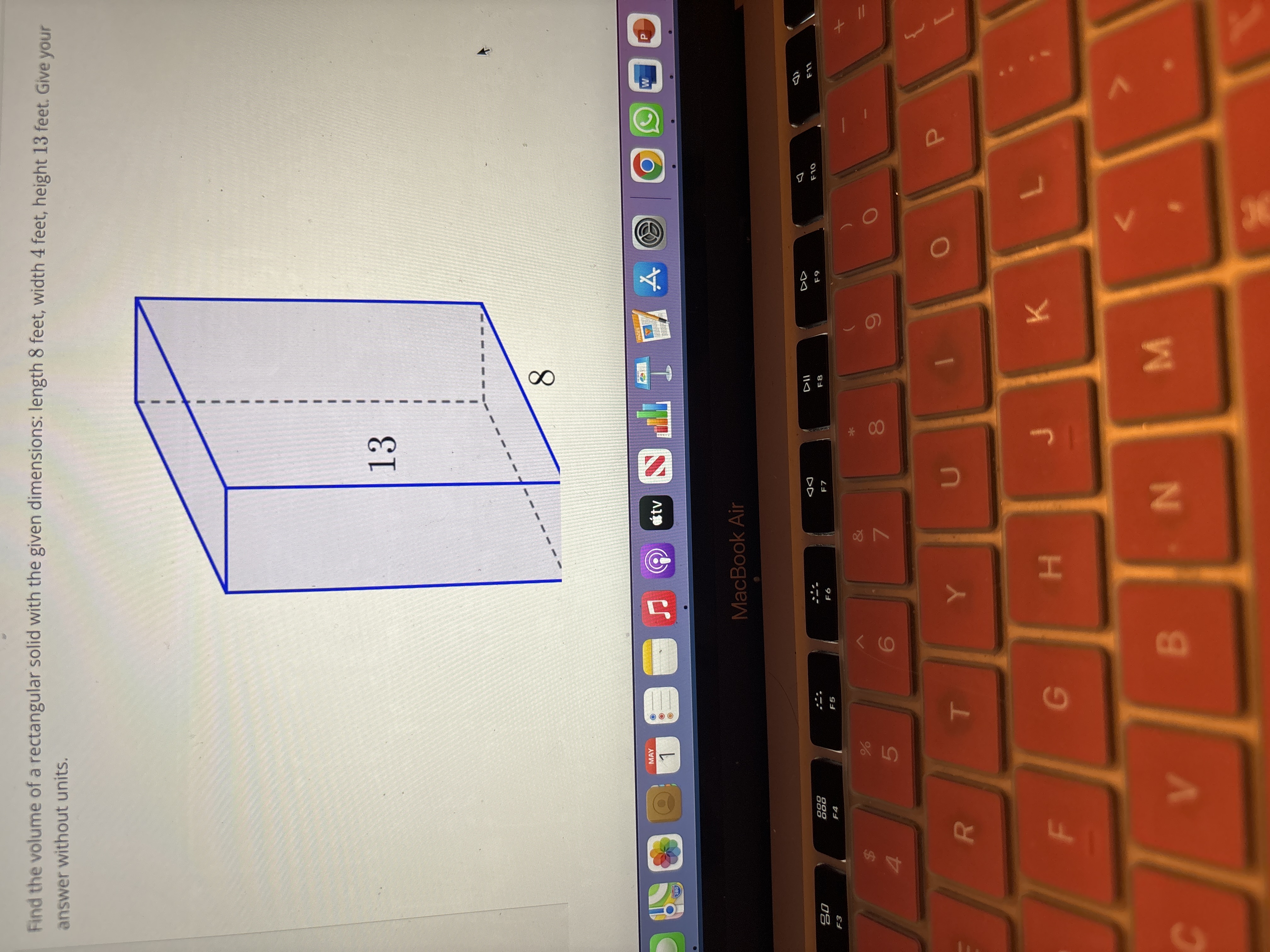 Solved Find the volume of a rectangular solid with the given | Chegg.com