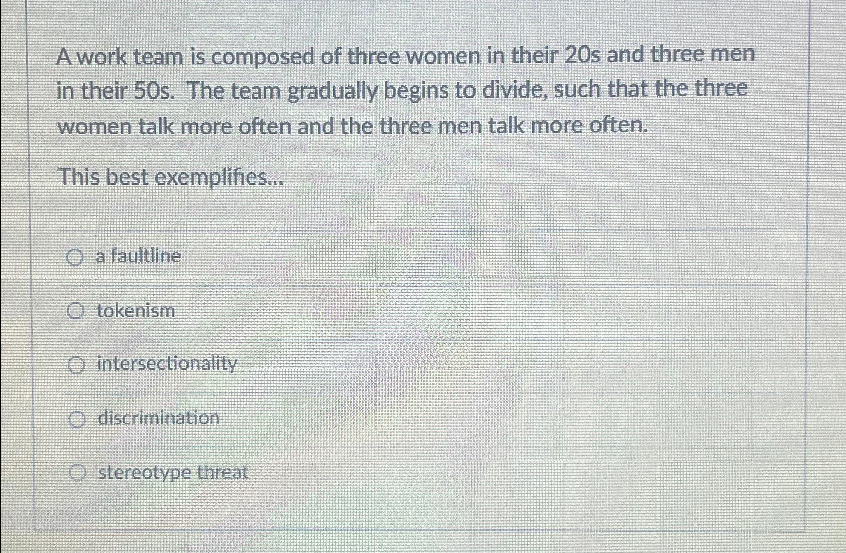 Solved A work team is composed of three women in their 20 ﻿s | Chegg.com