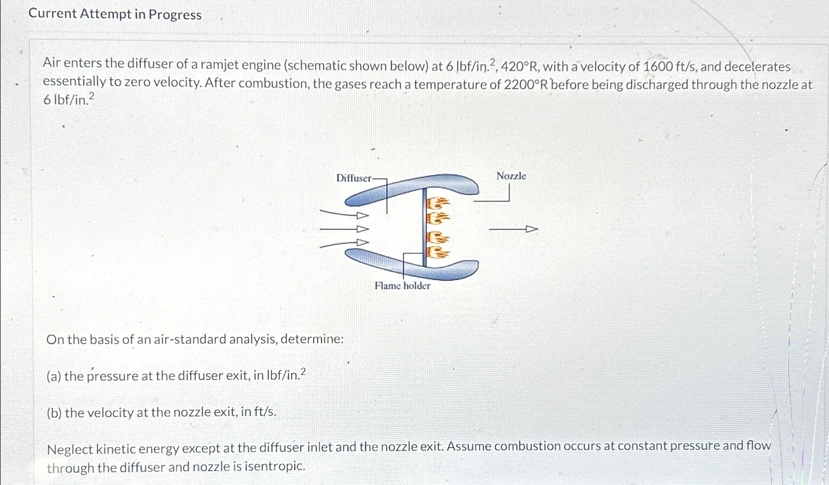 Solved Current Attempt in ProgressAir enters the diffuser of | Chegg.com