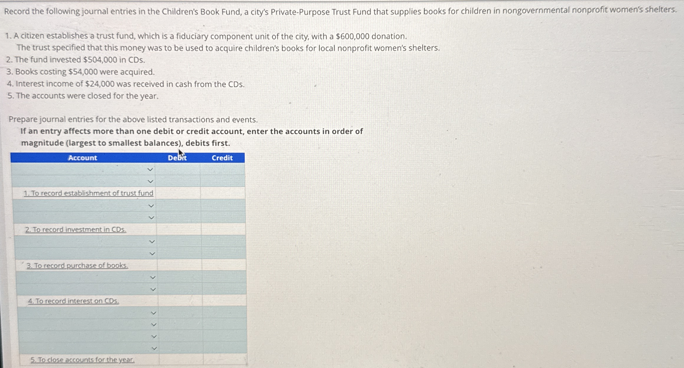 Solved Record the following journal entries in the | Chegg.com