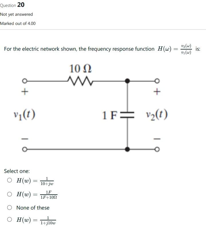 Solved For the electric network shown, the frequency | Chegg.com