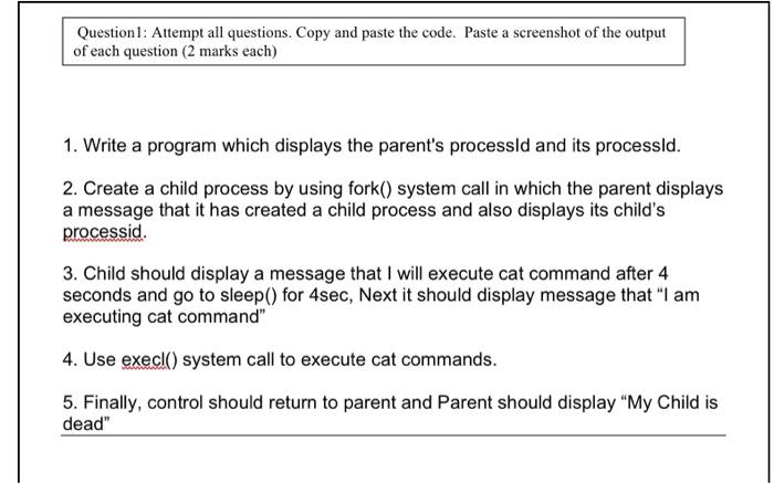 Solved Question 1: Attempt all questions. Copy and paste the | Chegg.com