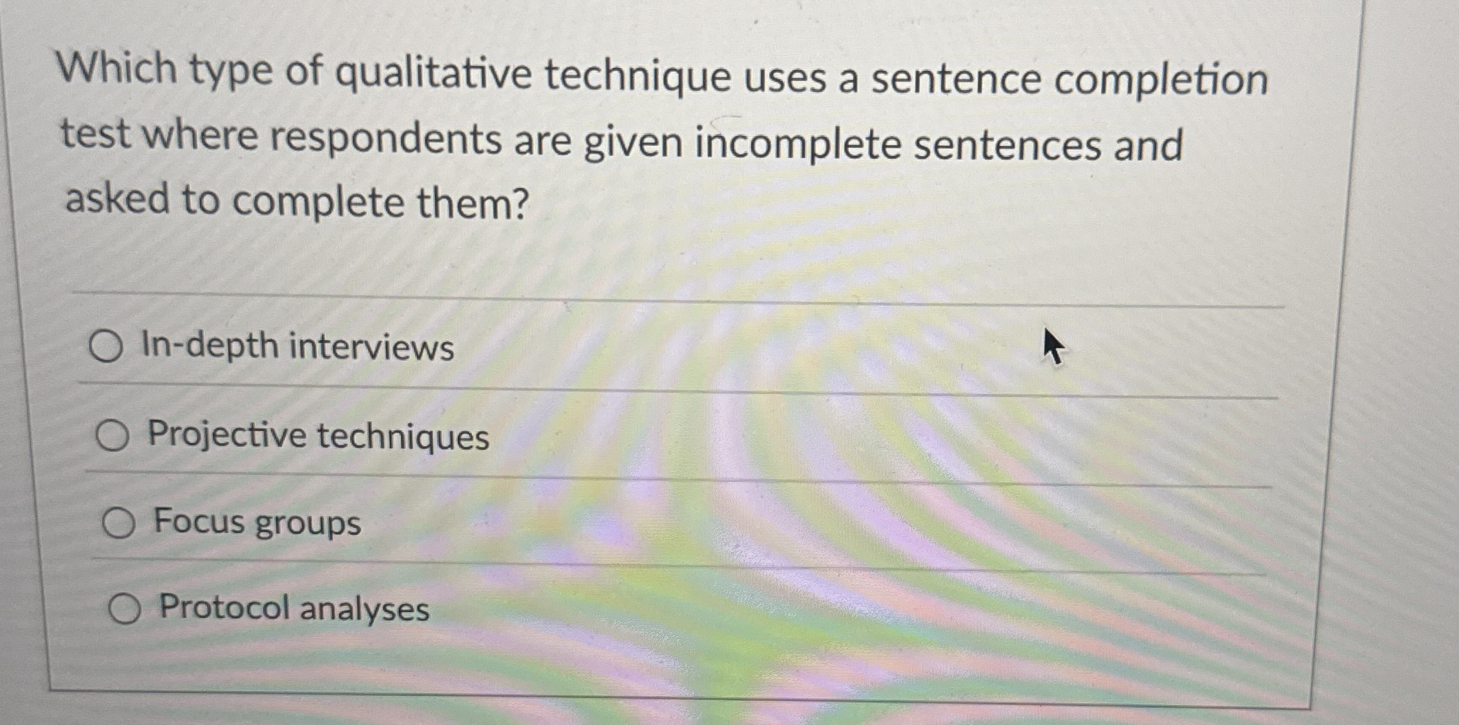 Solved Which type of qualitative technique uses a sentence | Chegg.com