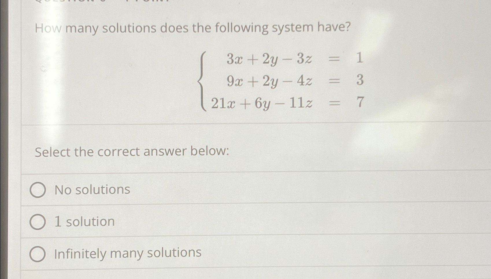 Solved How Many Solutions Does The Following System