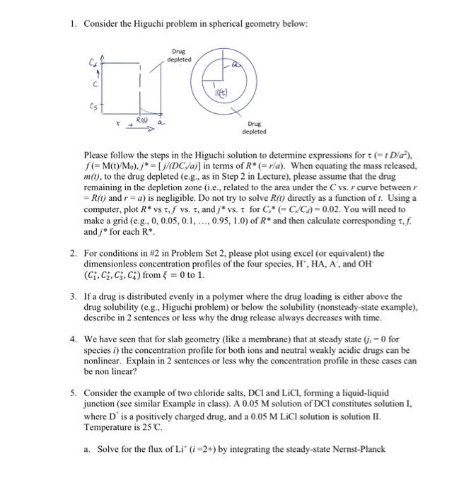 Solved 1. Consider the Higuchi problem in spherical geometry | Chegg.com