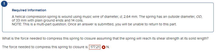 Solved !Required InformationA helical compression spring is | Chegg.com