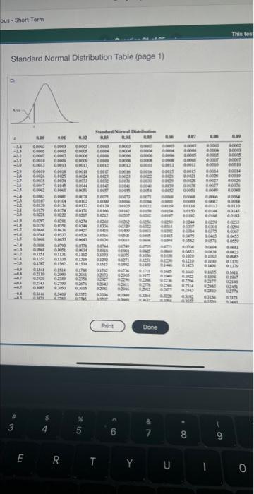 Solved Standard Normal Distribution Table (page 1)According | Chegg.com