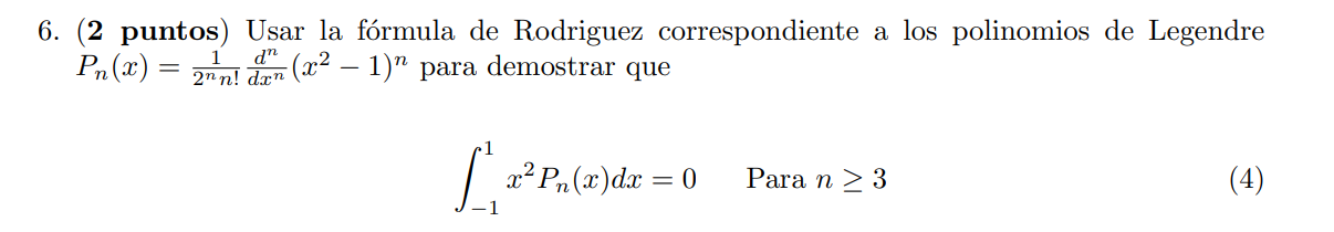 Solved (2 ﻿puntos) ﻿Use the Rodrigues formula corresponding | Chegg.com
