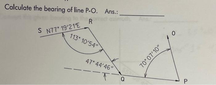 Solved Calculate the bearing of line P-O. Ans.: | Chegg.com