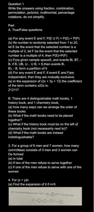 Solved Question 1 Write the onswers using fraction, | Chegg.com Solved Question 1 Write the onswers using fraction, | Chegg.com