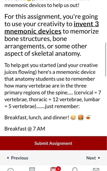 Solved mnemonic devices to help us out! For this assignment, | Chegg.com