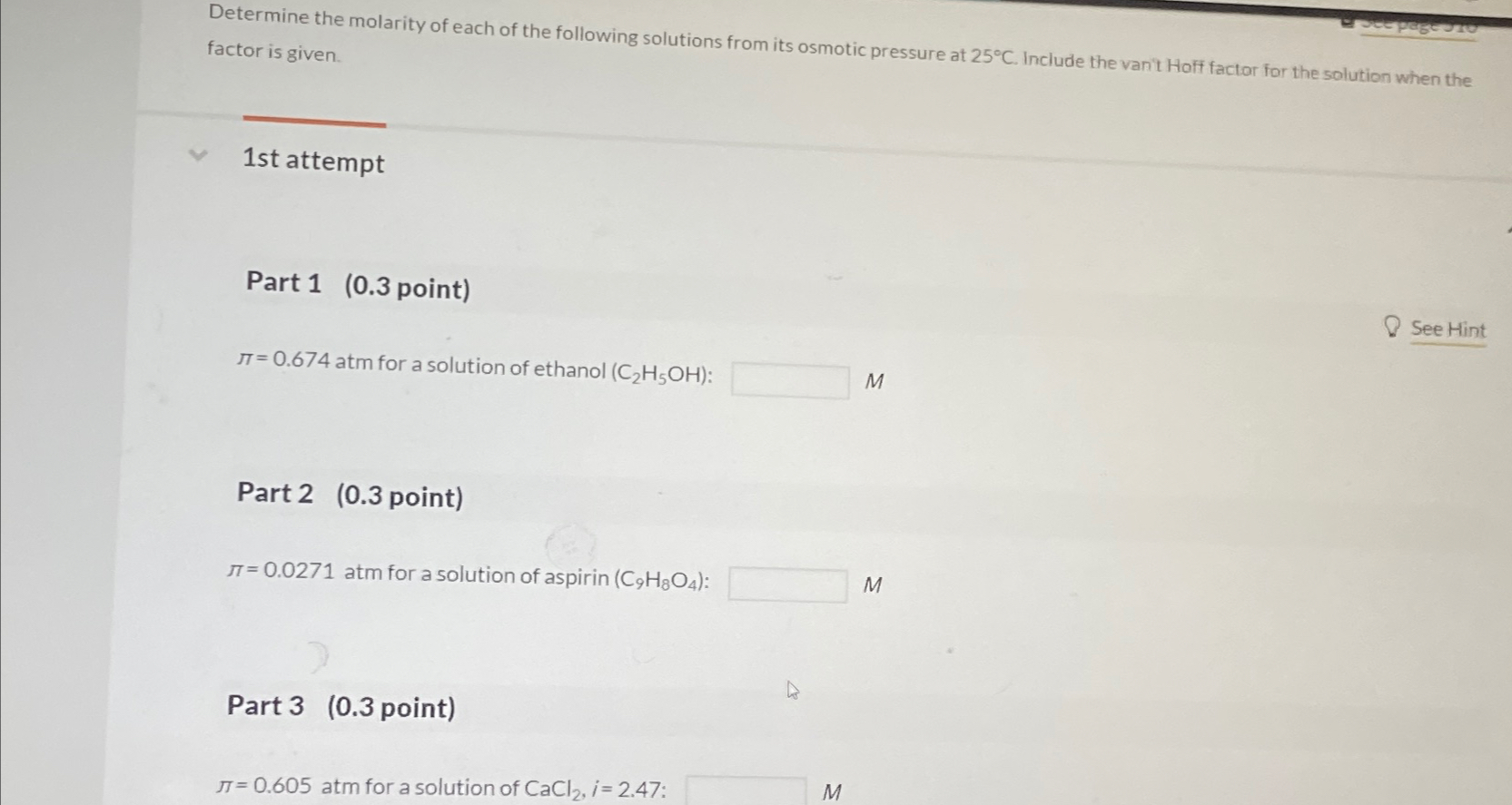 Solved Determine the molarity of each of the following | Chegg.com