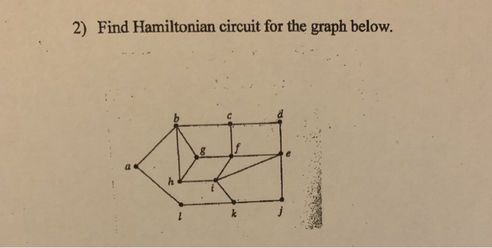 Solved 2) Find Hamiltonian circuit for the graph below. 8 a | Chegg.com