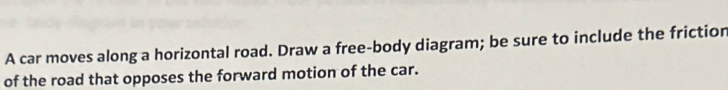 Solved A car moves along a horizontal road. Draw a free-body | Chegg.com