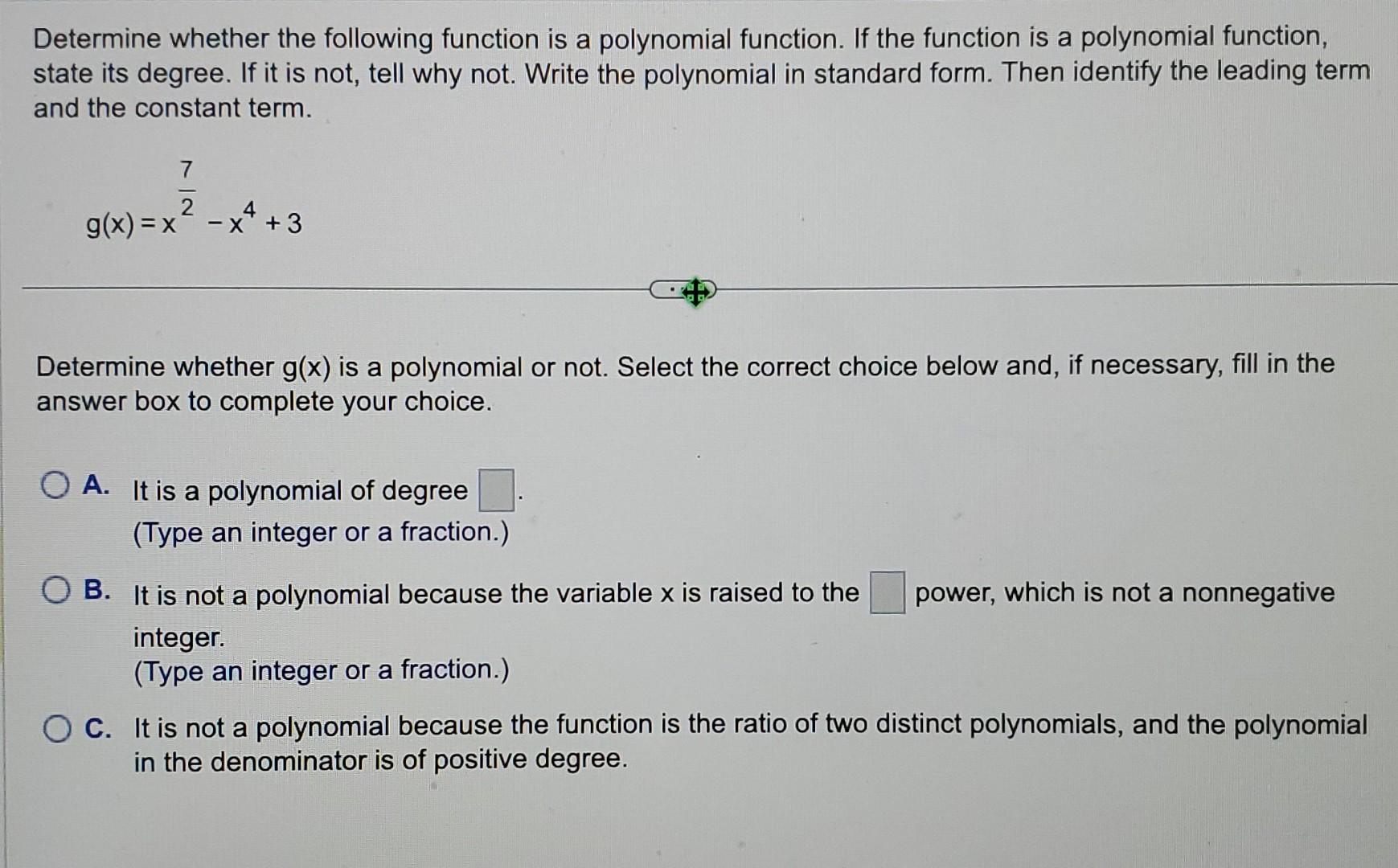 Solved Determine whether the following function is a | Chegg.com
