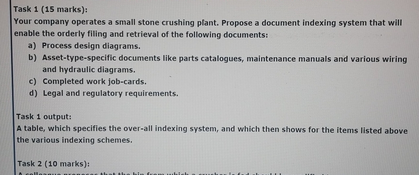 Solved Task 1 (15 ﻿marks):Your company operates a small | Chegg.com