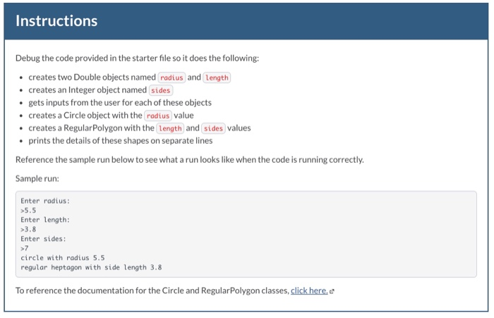 Solved Debug the code provided in the starter file so it | Chegg.com