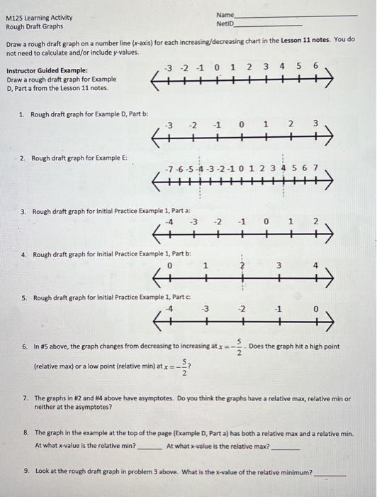 M125 Learning Activity Rough Draft Graphs Draw a | Chegg.com