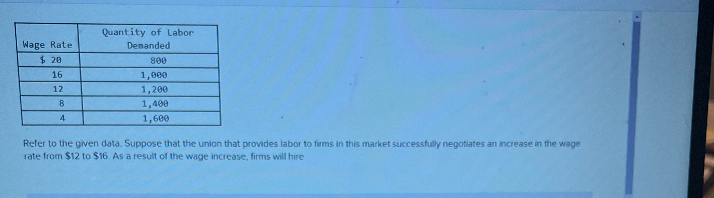Solved \table[[Wage Rate,\table[[Quantity of | Chegg.com