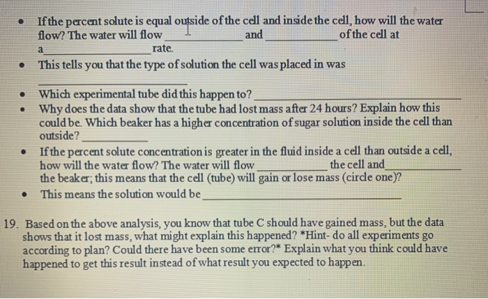 Solved If the percent solute is equal outside of the cell | Chegg.com