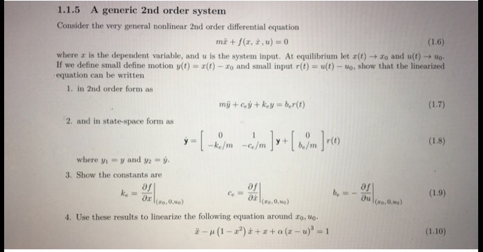 1.1.5 A generic 2nd order system Consider the very | Chegg.com