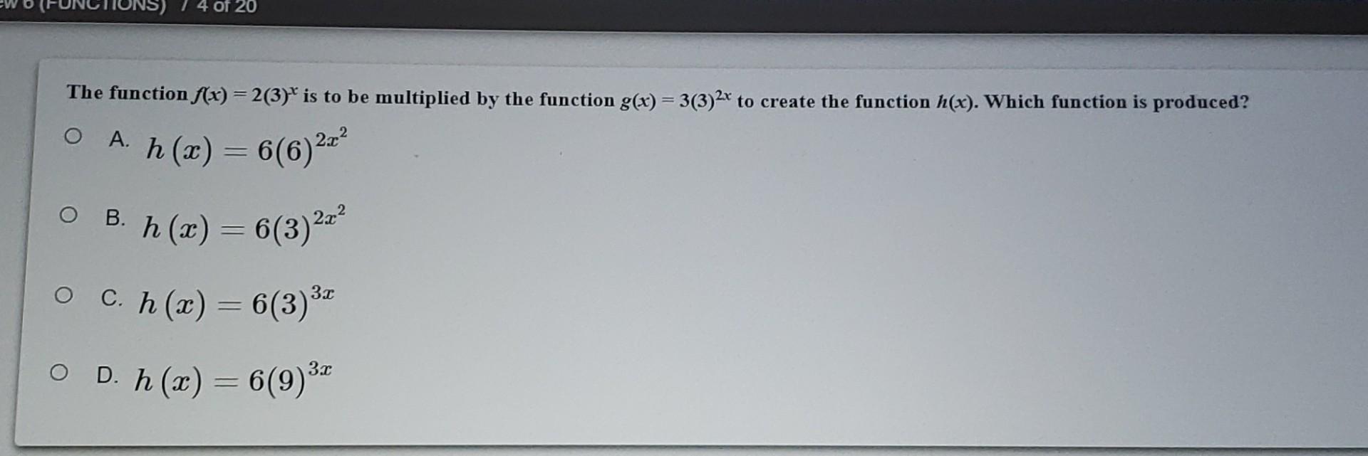 Solved The function f(x)=2(3)x is to be multiplied by the | Chegg.com
