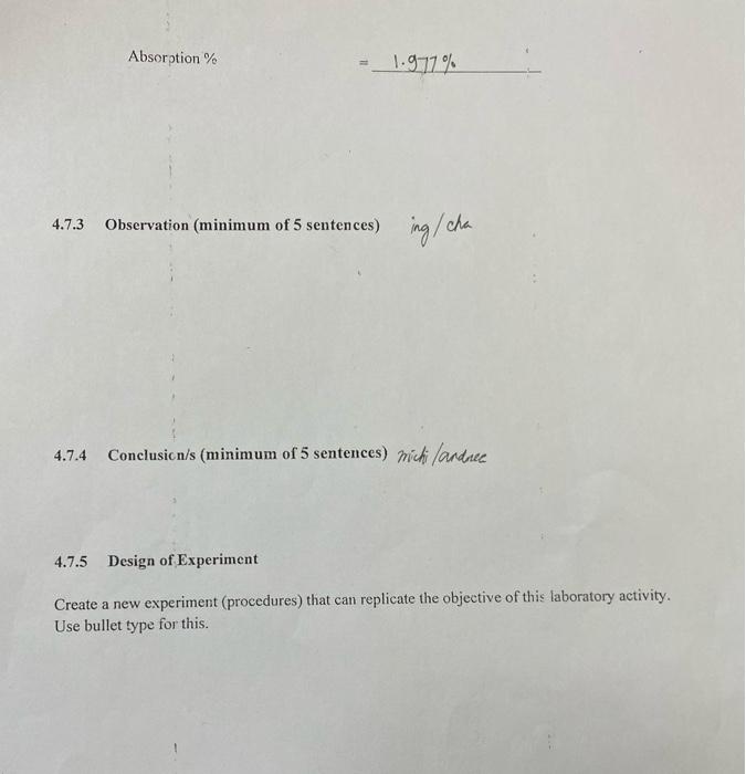 Solved EXPERTMENT 4-A SPECIFIC GRAVITY AND ABSORPTION OF | Chegg.com