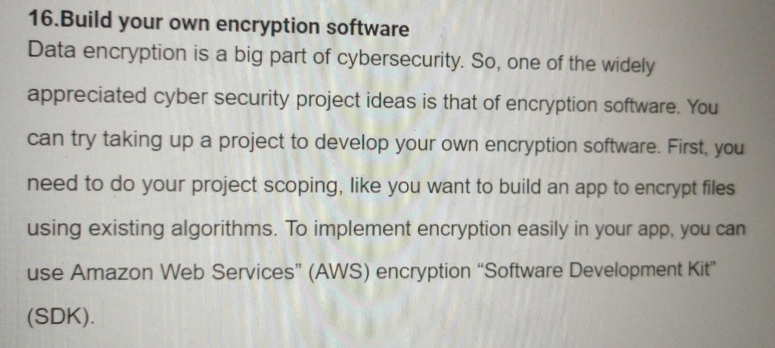 Solved 16.Build your own encryption software Data encryption | Chegg.com
