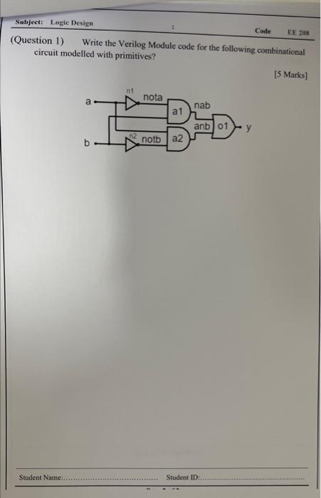 Solved (Question 1) Design a combinational circuit with | Chegg.com