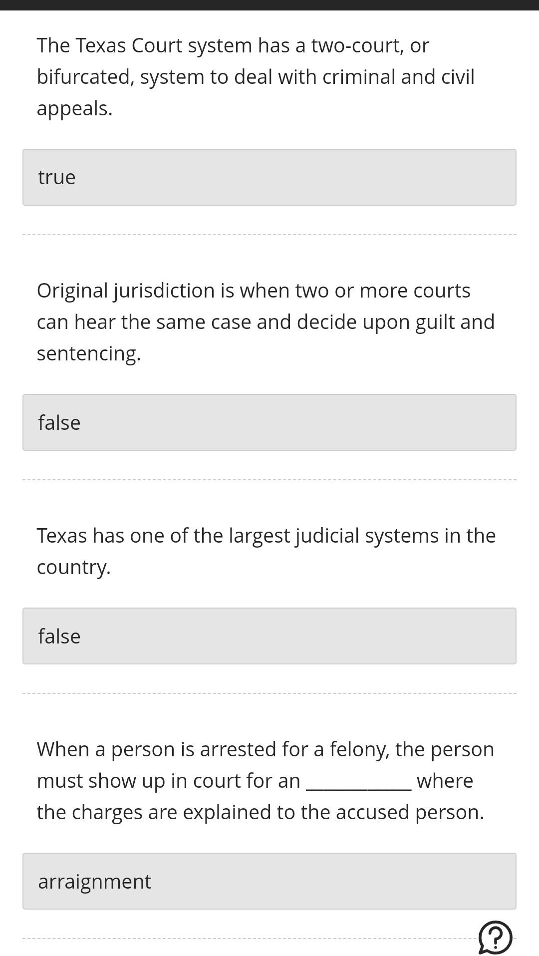 The Texas Court system has a two-court, or | Chegg.com