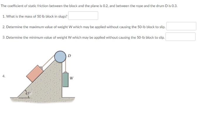 Solved The Coefficient Of Static Friction Between The Block