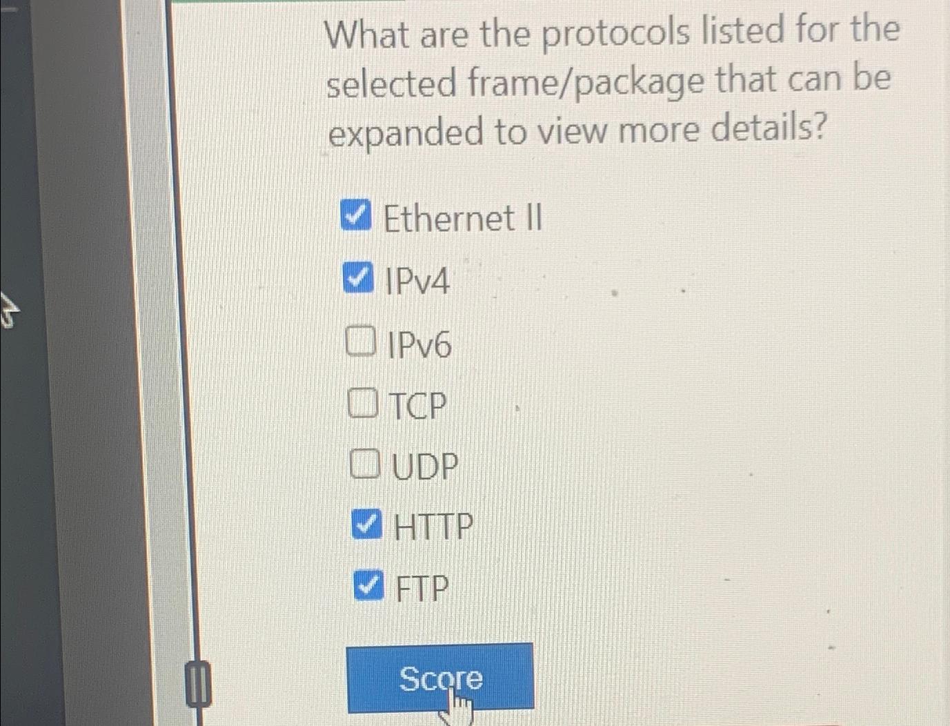 Solved What are the protocols listed for the selected | Chegg.com
