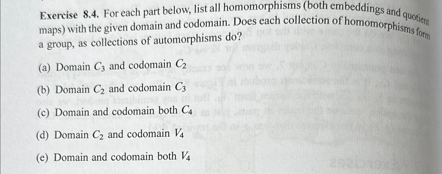 Solved Exercise 8.4. ﻿For each part below, list all | Chegg.com
