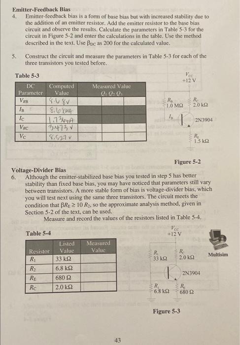 Solved Part 1: Three Bias Circuits Fixed Base Blas Measured | Chegg.com