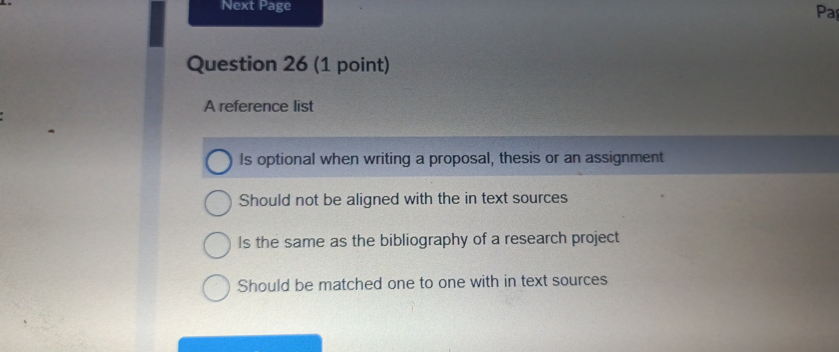 Solved Next PageQuestion 26 (1 ﻿point)A reference listIs | Chegg.com
