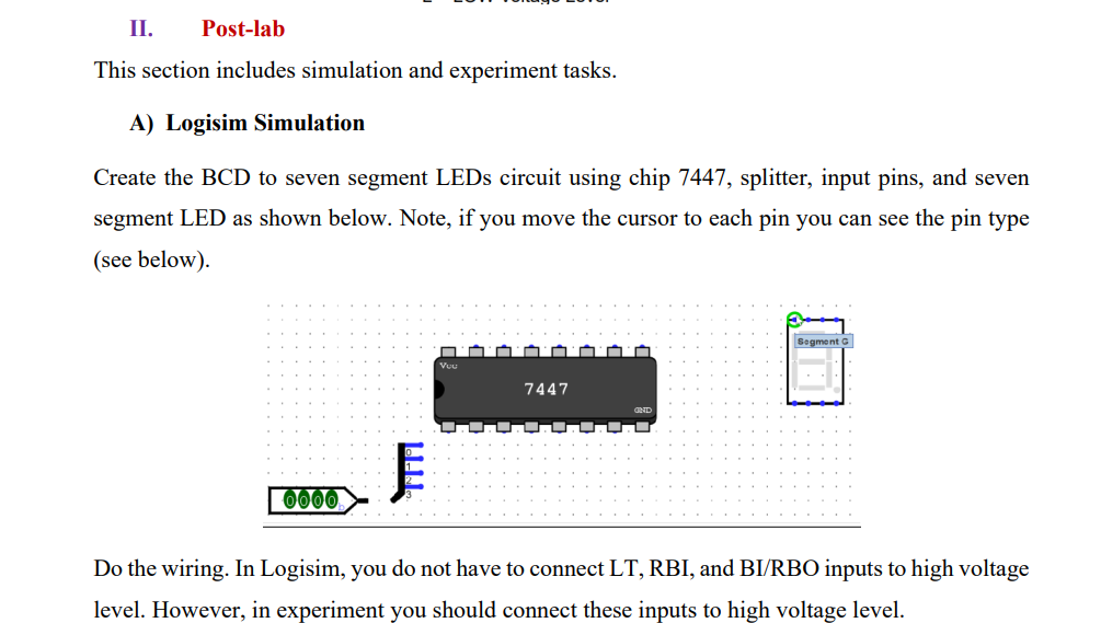 II. ﻿Post-labThis section includes simulation and | Chegg.com