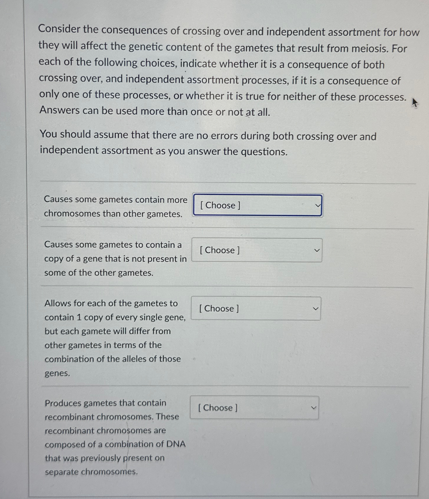 Solved Consider the consequences of crossing over and | Chegg.com